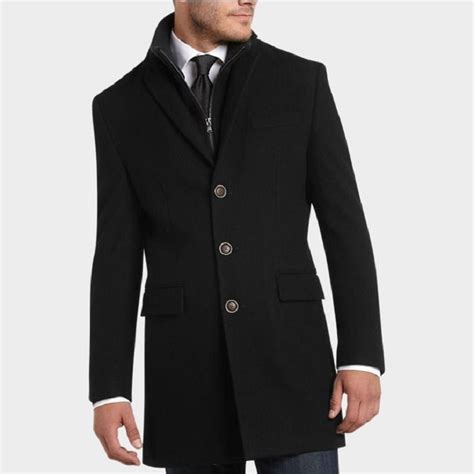 Mens Slim Fit Topcoat Black Slim Fit Overcoat Wool Overcoat