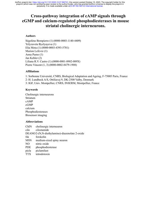 Pdf Cross Pathway Integration Of Camp Signals Through Cgmp And