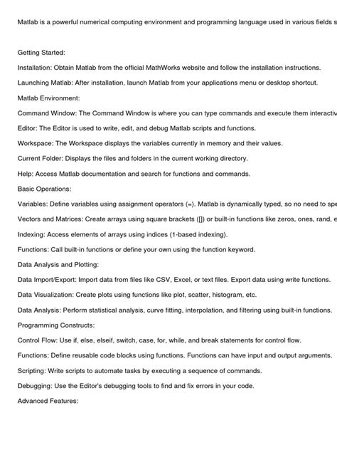 Matlab Pdf Matlab Computer Programming