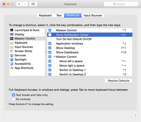 How To Assign A Keyboard Shortcut To Notification Center On Mac