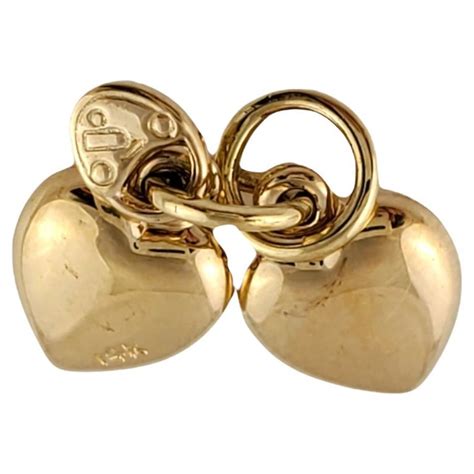 14k Yellow Gold Double Heart Charm At 1stdibs