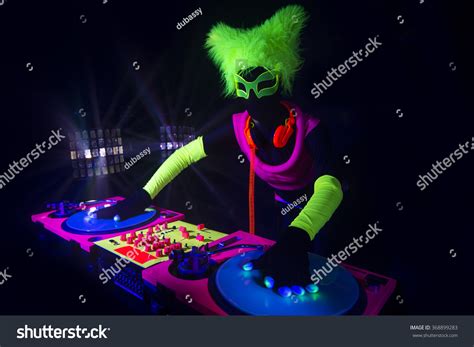 Sexy Female Dj Mixes Club Uv Stock Photo Shutterstock