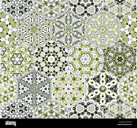 Green Hexagonal Kaleidoscope Design Stock Vector Images Alamy
