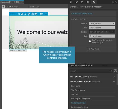 Use A Customizer Control To Hide Or Show Element On The Page Pinegrow Web Editor