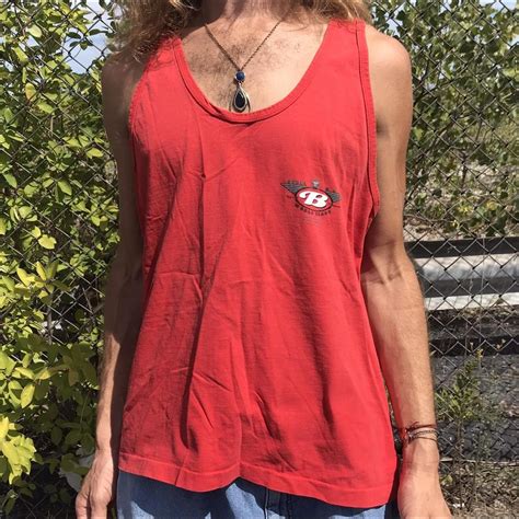 90s Bugle Boy Red Logo Tank Top Size Depop