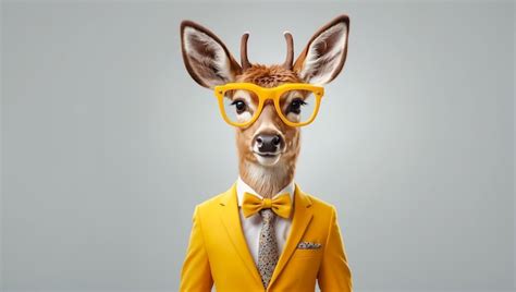 Premium Ai Image Portrait Of A Deer Wearing Glasses And A Business Suit