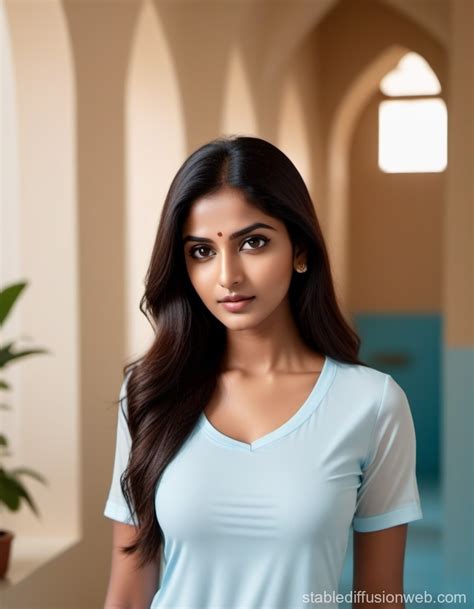 Graceful South Indian Woman In White Stable Diffusion Online