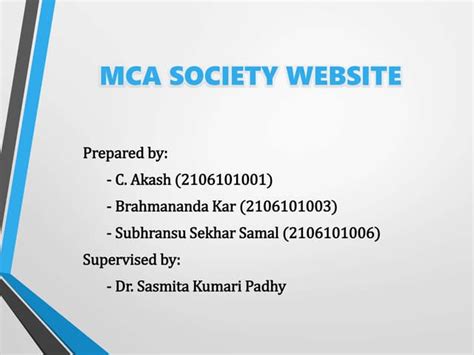 Mca Society Project Seminarpptx