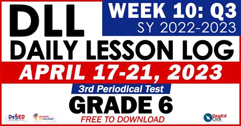 GRADE 6 DAILY LESSON LOG Quarter 3 WEEK 10 APRIL 17 21 2023 DepEd