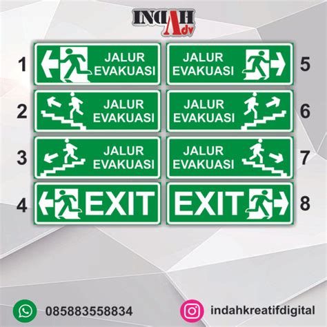 Jual Rambu K3 Jalur Evakuasi Exit Stiker Vinyl Tulisan Jalur Evakuasi
