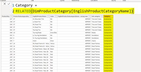 get a field value from a related table in power bi dax related
