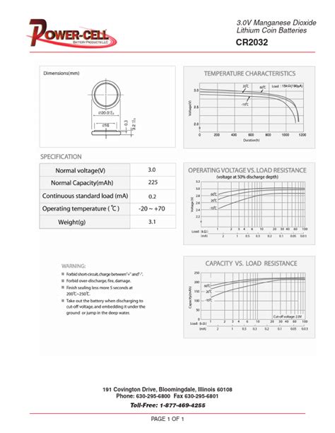 Cr2032 Datasheet Power Cell
