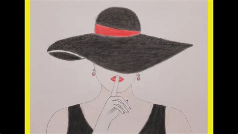 How To Draw Lady With A Hat Pencil Drawing YouTube