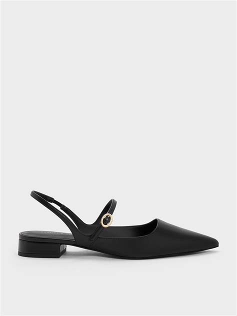 Black Slingback Mary Jane Flats Charles And Keith Sg