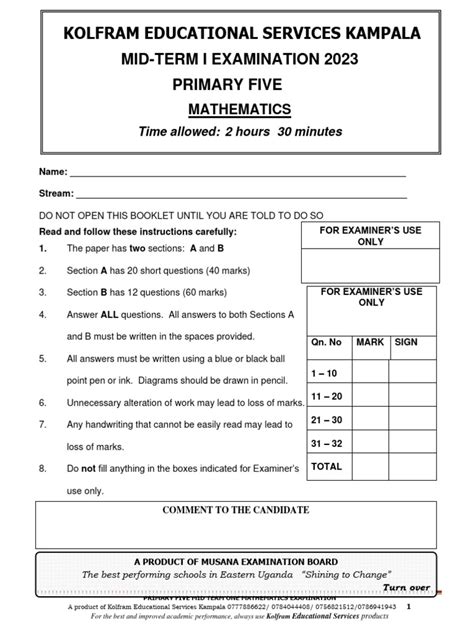 P5 Mathematics Midterm Set 1 Pdf Elementary Mathematics Mathematics