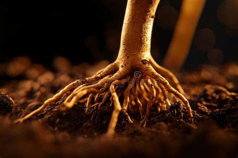 Close Up View Of Plant Roots Showcasing Fibrous Structure And Intricate