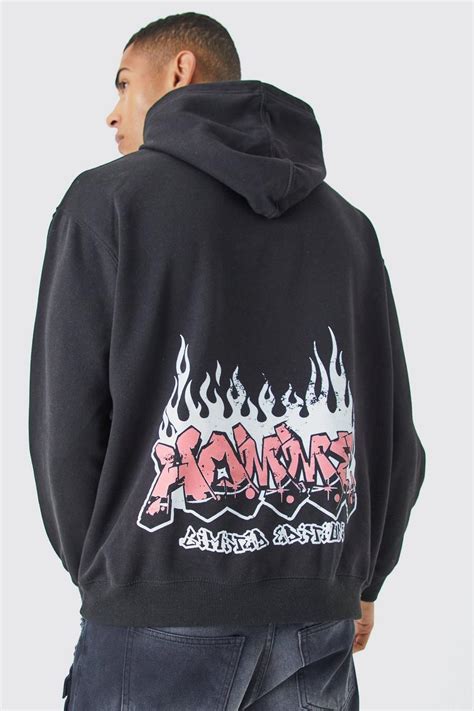 Mens Oversized Homme Graffiti Hoodie Boohoo Uk