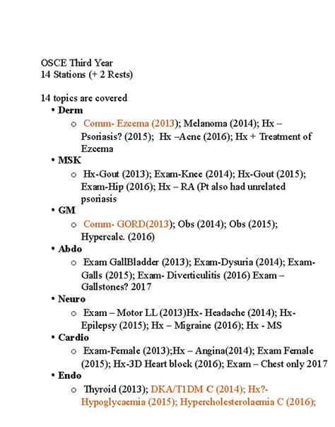 Osce Exam Pattern Osce Third Year 14 Stations 2 Rests 14 Topics