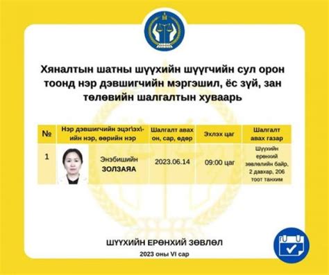 ЭРҮҮГИЙН ХЭРГИЙН АНХАН ШАТНЫ ШҮҮХИЙН ШҮҮГЧИД НЭР ДЭВШИГЧДИЙН МЭРГЭШИЛ
