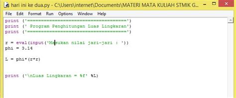 Menghitung Luas Dalam Bahasa Pemograman Python