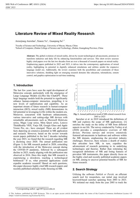 PDF Literature Review Of Mixed Reality Research