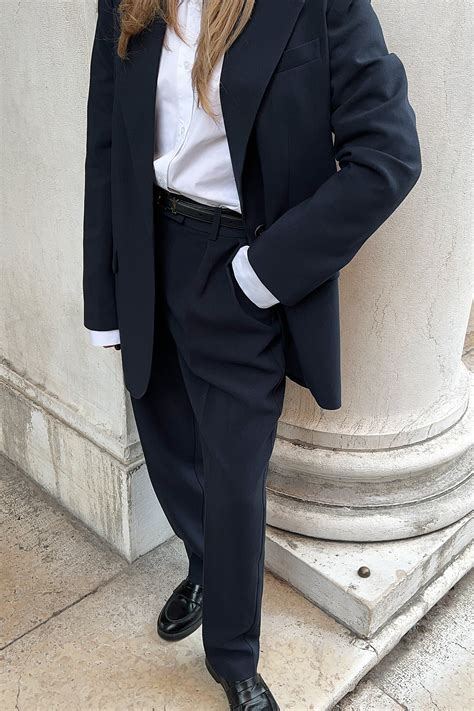 Tapered High Waist Suit Pants Navy Na Kd