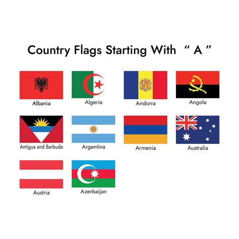 Country Flags Starting Alphabet A Vector 5130213 Vector Art At Vecteezy
