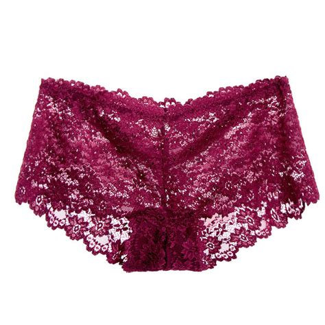 Sexy Mesh Hollow Floral Embroidered Jacquard Lace G String Thong Panties See Through Seamless