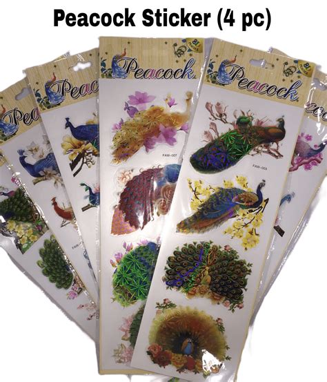 Peacock Sticker 4 Pc Global Trade Links