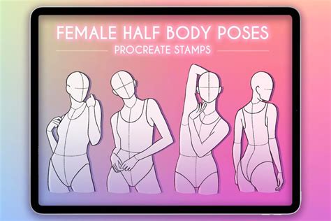25 Procreate Half Body Poses Procreate Female Figures
