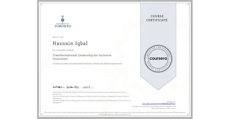 hasnain iqbal on linkedin completion certificate for transformational