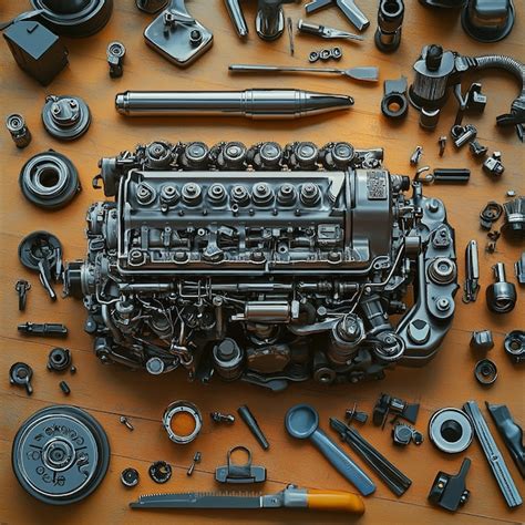 Highly Detailed View Of Automotive Engine Dissection Premium AI Generated Image