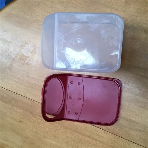 Vintage Tupperware Potato Mate 55l Keeper With Maroon Lid 4013a 1s