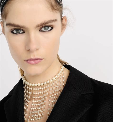 Collier Choker D Vinity Métal Finition Doré Mat Et Perles En Résine