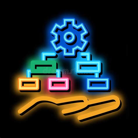 Settings Algorithm Neon Glow Icon Illustration Stock Vector