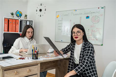두 명의 백인 여성이 모눈종이 연례 보고서 회사와 사무실에서 만나고 있습니다 25 29세에 대한 스톡 사진 및 기타 이미지 25 29세 2명 개발 Istock