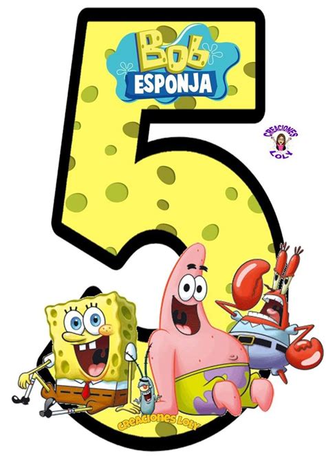 The Number Five For Spongebob And His Friends Is Shown In This Cartoon Image