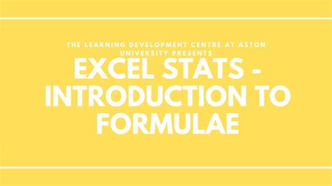 Statistics For Excel Introduction Using Formulae To Find Mean Range
