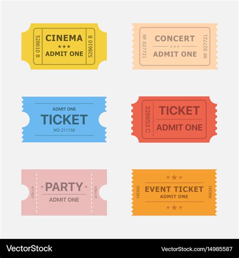 Ticket Stub Icons Event And Party Royalty Free Vector