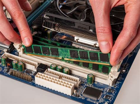 Installing Ram Modules In The Computer Motherboard Replacing And Repairing Computer Components