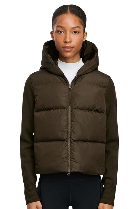 Canada Goose Hybridge Wide Quilt Knit Hoodie Tonal Disc Terra Follestad