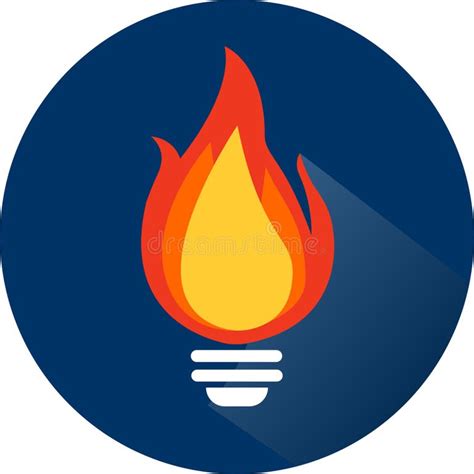 Vector Icon Of Light Bulb With Fire Flames Symbolizing Creative Energy