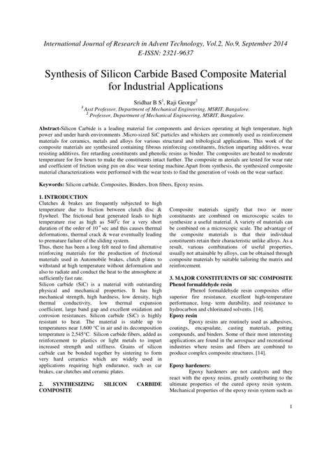 Pdf Synthesis Of Silicon Carbide Based Composite Material For Industrial Applications