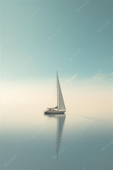 Premium Photo A Sailboat Is Floating On The Water And The Sky Is Blue