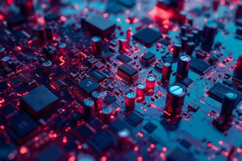 Premium Photo Futuristic Red And Blue Illuminated Circuit Board Technology Background