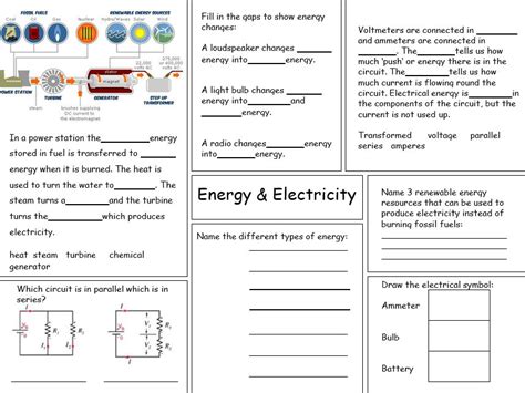 Energy Electricity Revision Teaching Resources