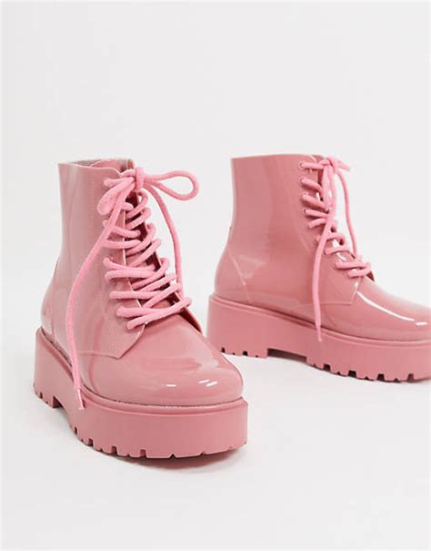 Asos Design Generate Bottes à Lacets Rose Asos