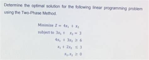 Solved Determine The Optimal Solution For The Following Chegg