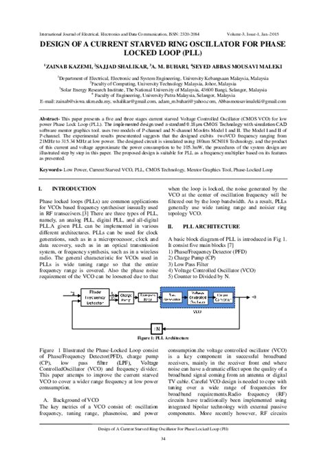 Pdf Design Of A Current Starved Ring Oscillator For Phase Locked Loop