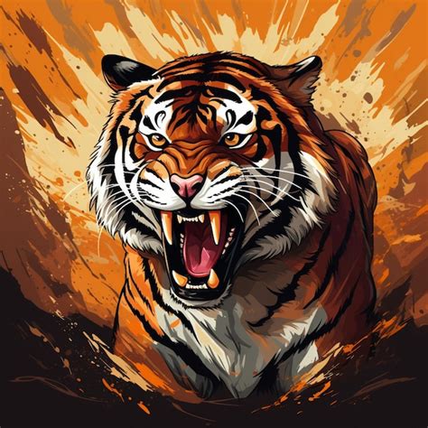Premium Photo Illustration Of Dangerous Bengal Tiger Roar Full Body